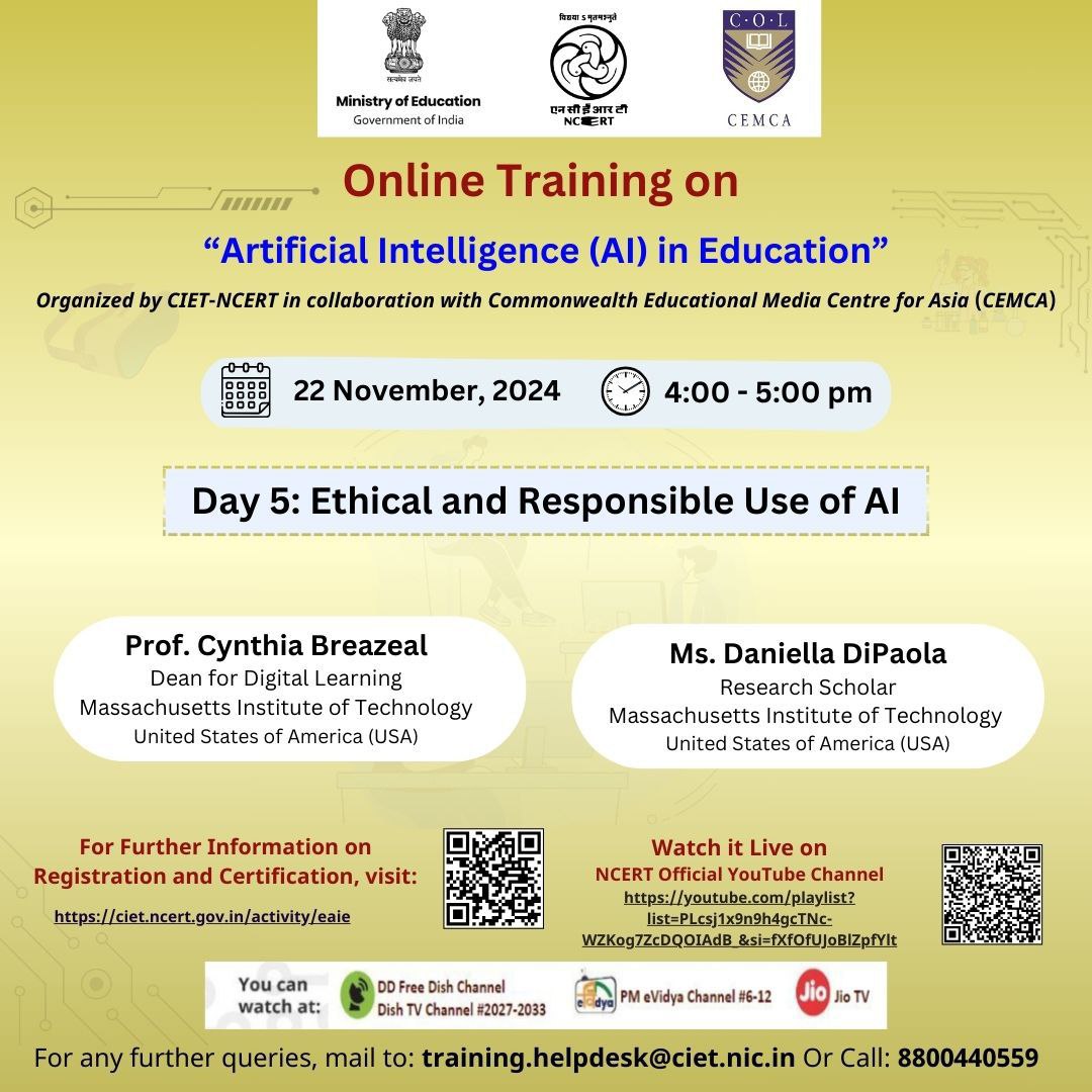 Online Training on Artificial intelligence (AI) in Education | Central Institute of Educational ...