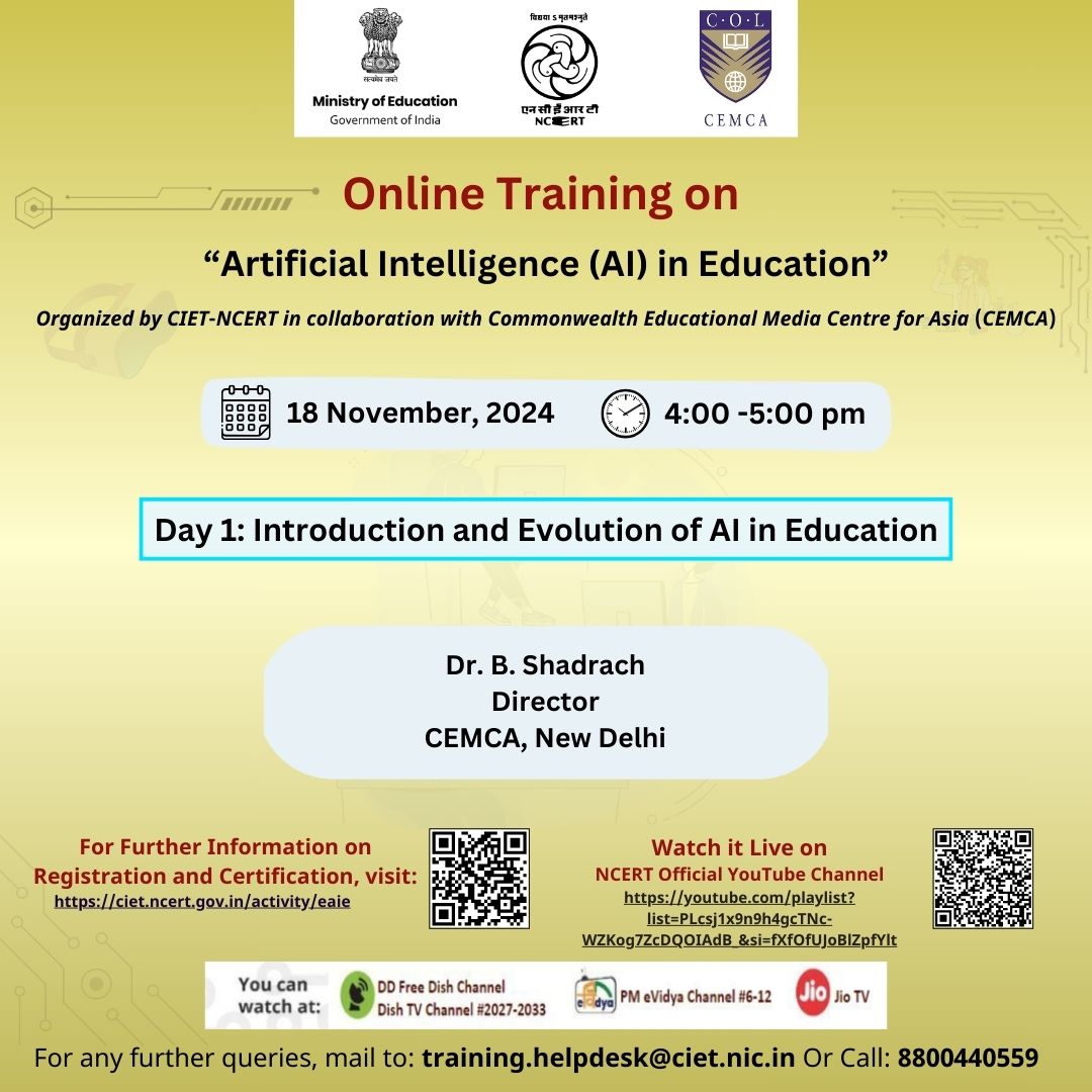 Online Training on Artificial intelligence (AI) in Education | Central ...