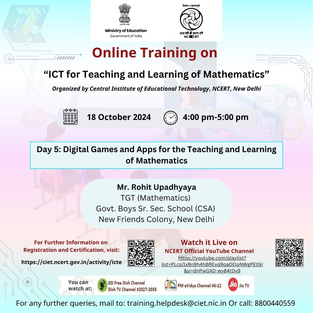 ICT for Teaching and Learning of Mathematics | Central Institute of ...