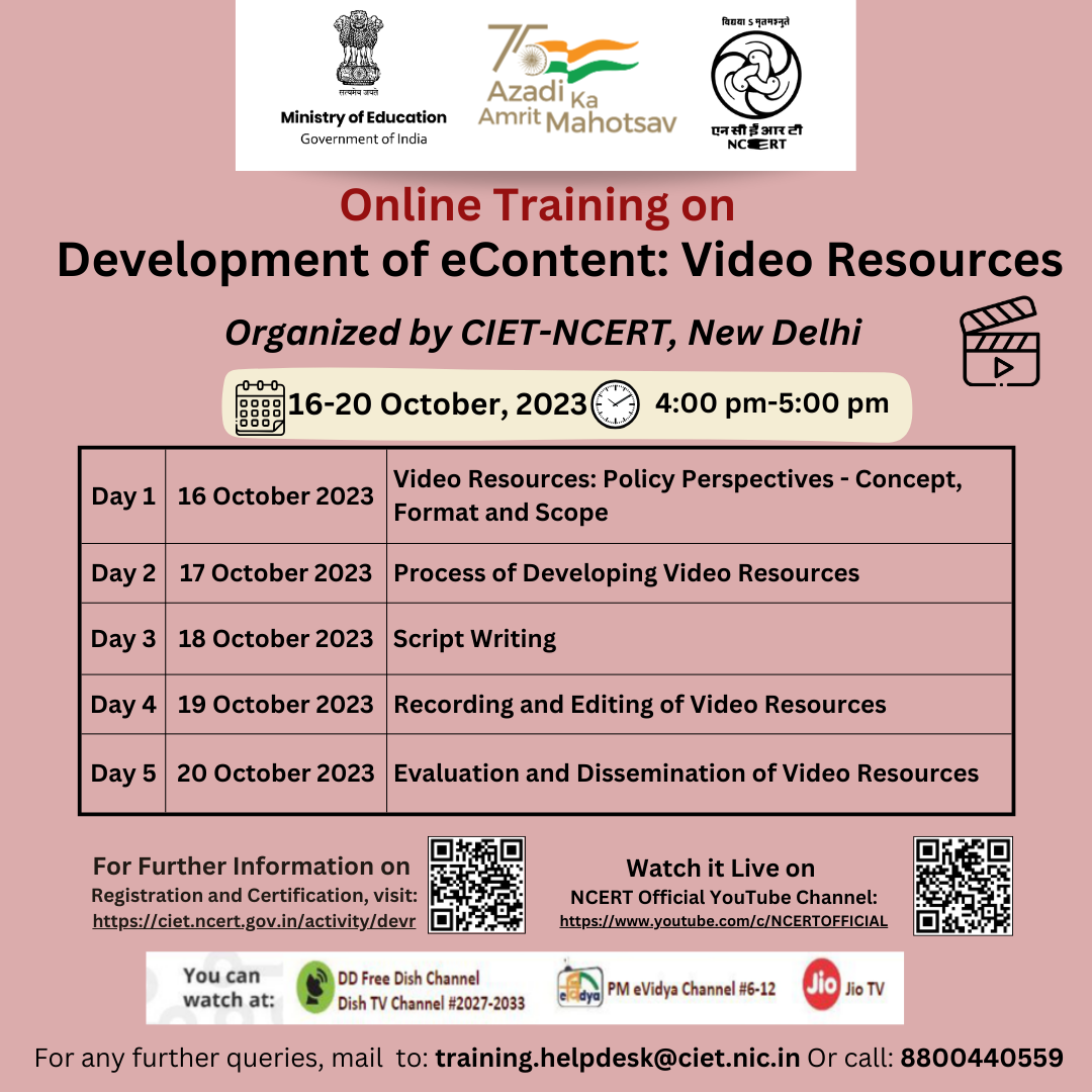 “Development of eContent: Video Resources” | Central Institute of ...